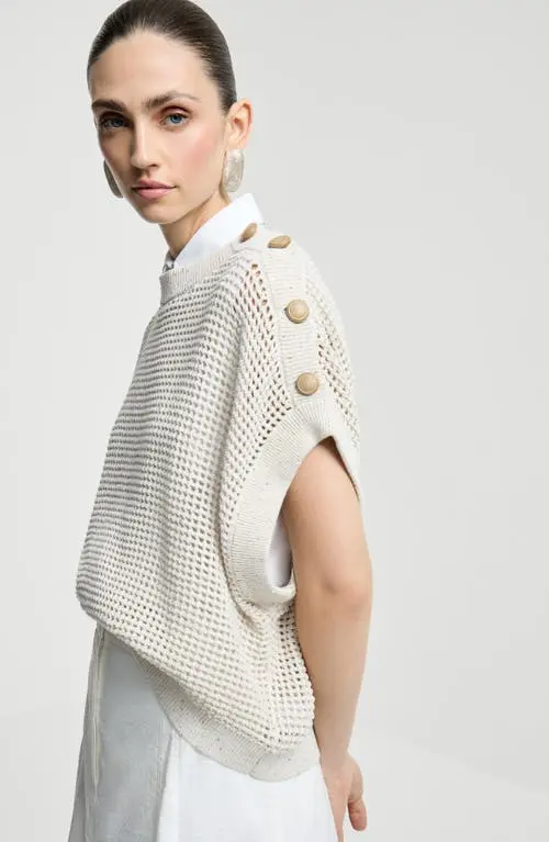 Brunello Cucinelli Cotton Net Knit Sweater - Oat