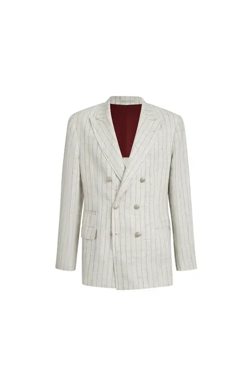 Brunello Cucinelli Chalk Stripe Twill Blazer - Light Grey
