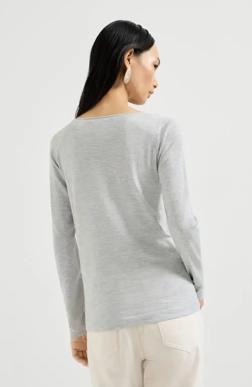 Brunello Cucinelli Cashmere And Silk Sparkling Sweater - Pebble