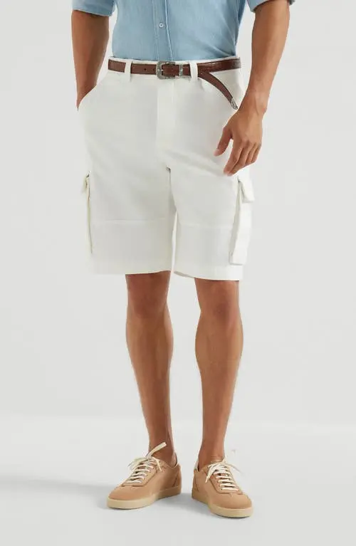 Brunello Cucinelli Gabardine Bermuda Shorts - Snow