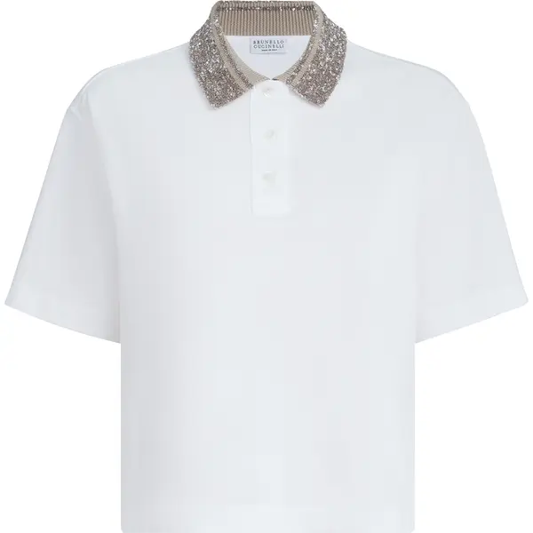 Brunello Cucinelli Polo With Dazzling Knit Collar