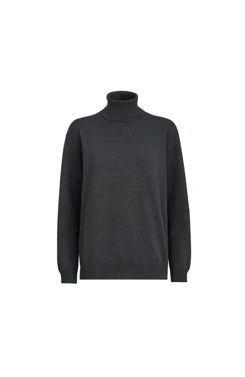Brunello Cucinelli Cashmere High Neck Sweater With Monili Detail - Anthracite