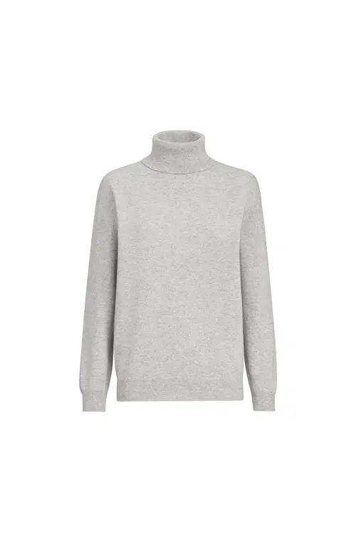 Brunello Cucinelli Cashmere High Neck Sweater With Monili Detail - Pebble