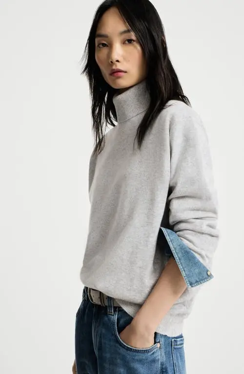 Brunello Cucinelli Cashmere High Neck Sweater With Monili Detail - Pebble