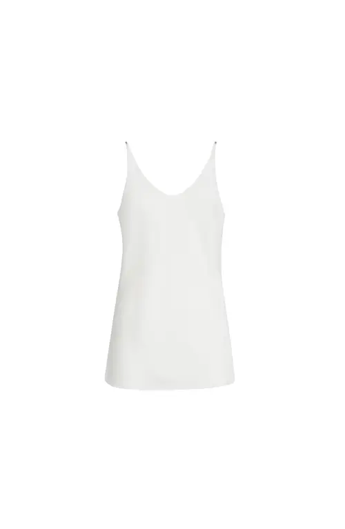 Brunello Cucinelli Silk Crêpe Top With Monili Straps - White