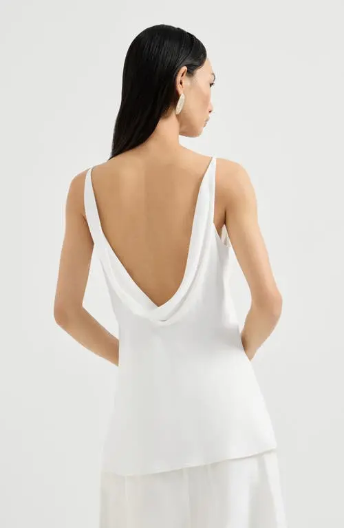 Brunello Cucinelli Silk Crêpe Top With Monili Straps - White