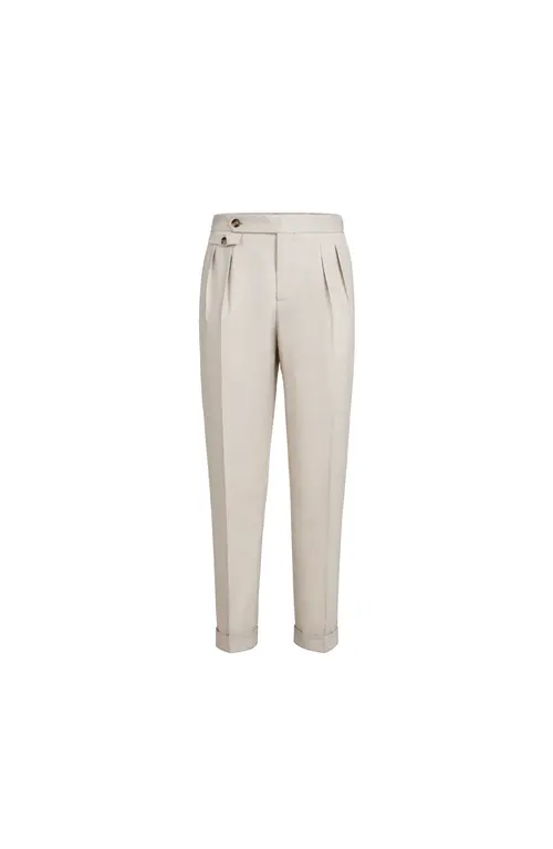 Brunello Cucinelli Trousers With Double Pleats And Tabs - Buff