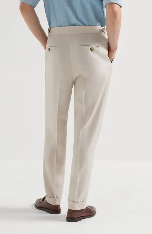 Brunello Cucinelli Trousers With Double Pleats And Tabs - Buff