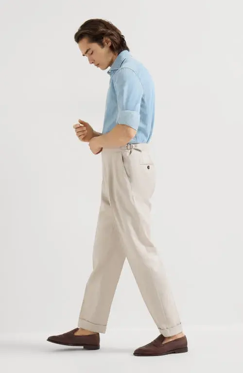 Brunello Cucinelli Trousers With Double Pleats And Tabs - Buff