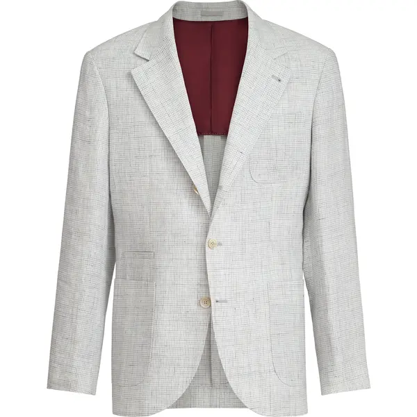 Brunello Cucinelli Houndstooth Deconstructed Blazer - Pearl Grey