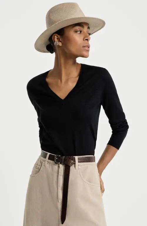 Brunello Cucinelli Cashmere And Silk Sweater - Black