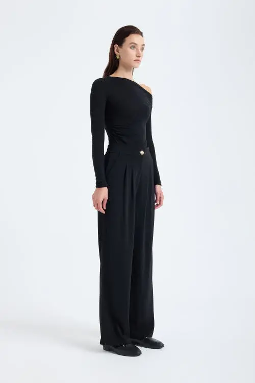 MONLICIA Elara High-waist Pleated Wide-leg Trousers