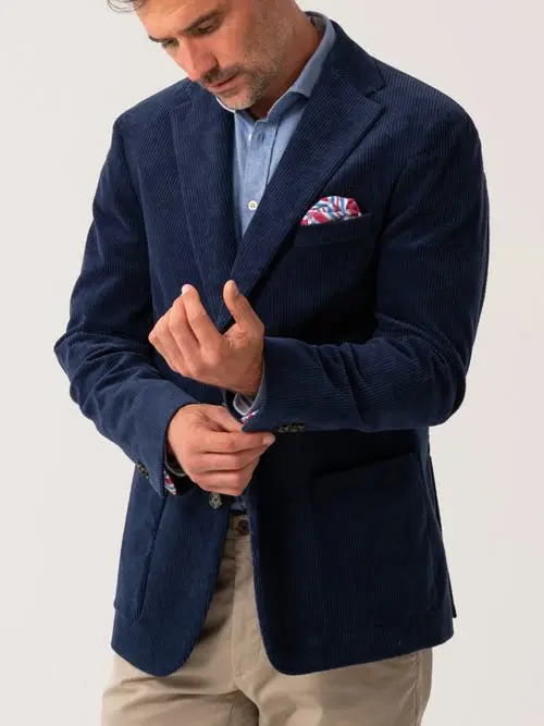 KOY CLOTHING Premium Blend Corduroy Blazer - Blue