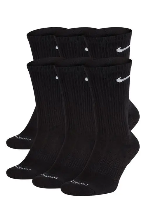 Nike Everyday Plush Cushion Crew Training Socks 6 Pack - Black/white