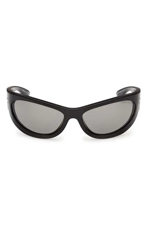 TOM FORD Leona Cat Eye Sunglasses - Shiny Black/smoke Lens