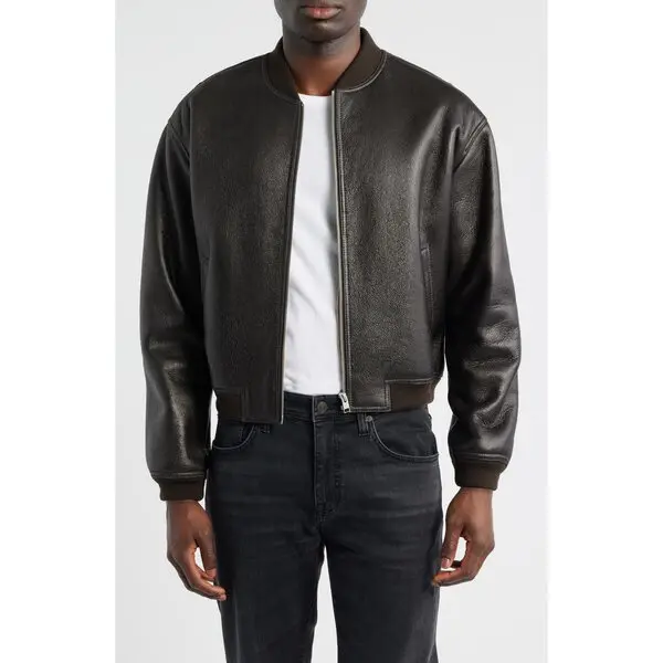 FRAME Genuine Shearling-lined Bomber Jacket - Dark Brown