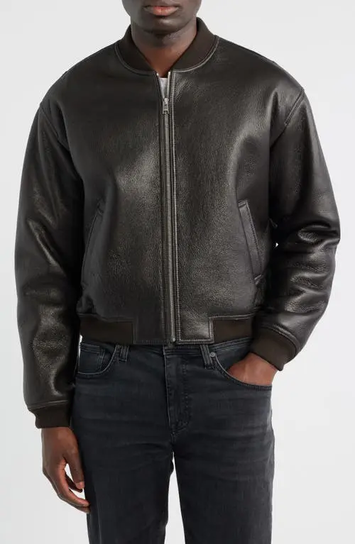 FRAME Genuine Shearling-lined Bomber Jacket - Dark Brown