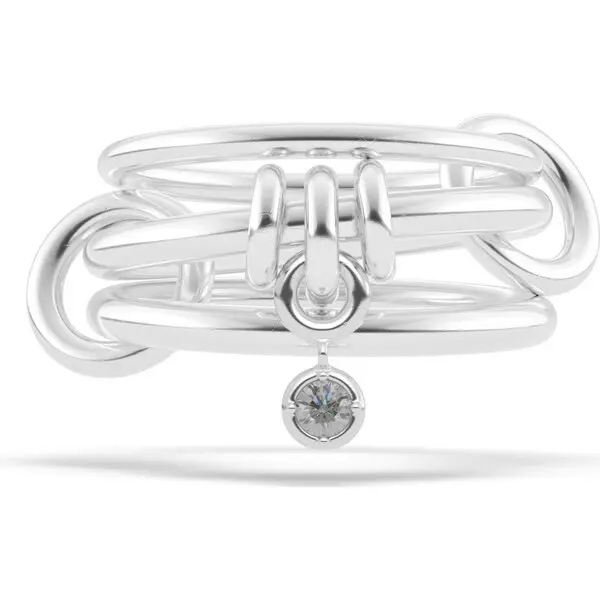 SPINELLI KILCOLLIN Piera Sterling Link Ring With Diamond Drop - Silver