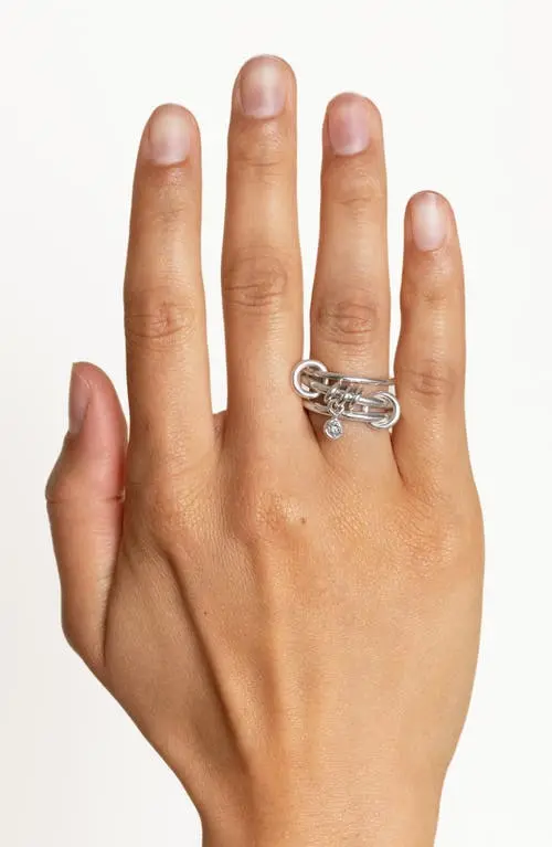 SPINELLI KILCOLLIN Piera Sterling Linked Ring With Diamond Drop - Silver