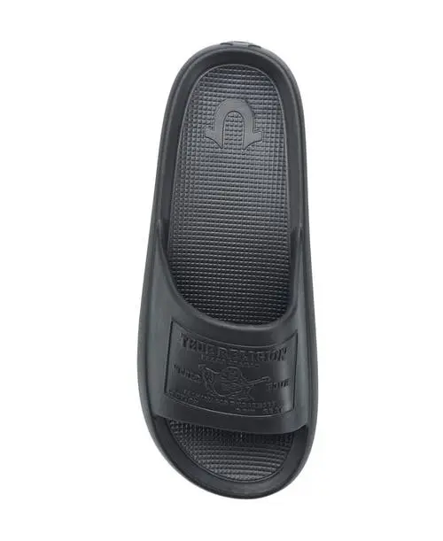 True Religion Logo Single Slide Sandals - Black