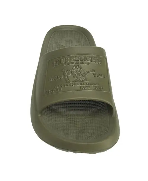 True Religion Wayne Logo Slide Sandals - Olive