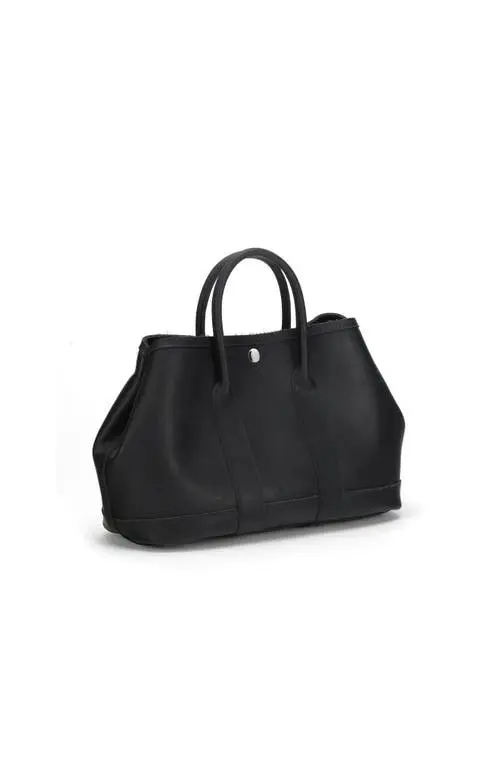 EZRA ARTHUR Audrey American Steer Leather Top Handle Bag - Black