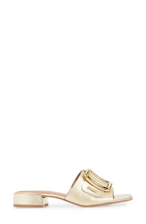 BUTTERO® Eduarda Leather Slide Sandal - Dourado