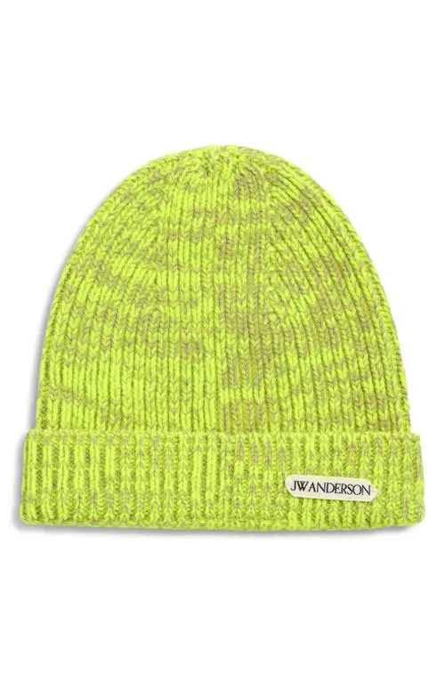 JW Anderson Wool-cotton Blend Mouline Beanie - Neon Yellow