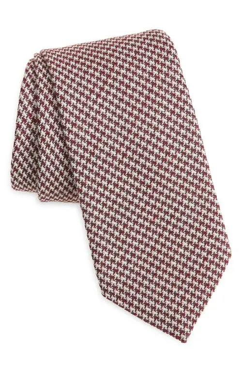BOSS Houndstooth Wool Neck Tie - Dark Red