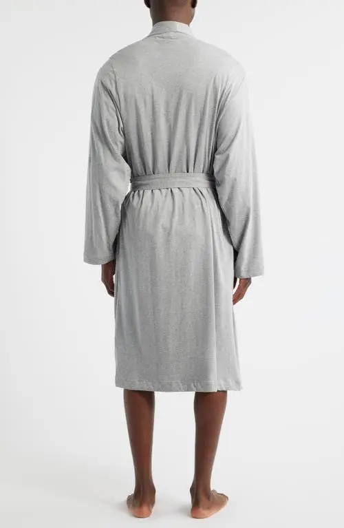 BOSS Shawl Collar Knit Cotton Robe - Medium Grey