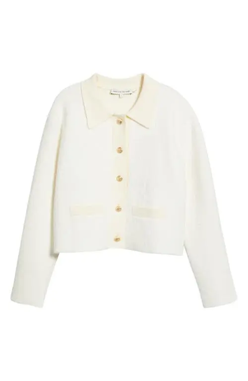 English Factory Contrast Placket Cardigan - Cream