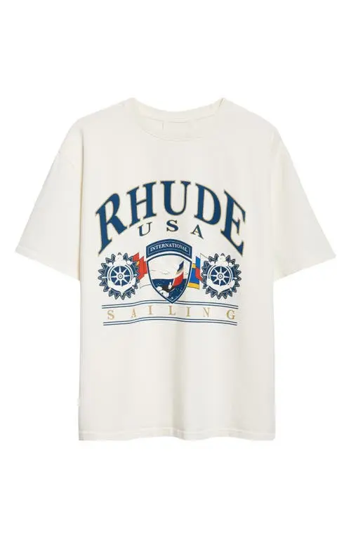 Rhude Usa Sailing Icon T-shirt - Vintage White/black