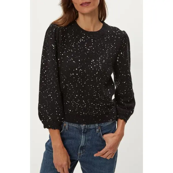 Michael Stars Sequin Embellished Shoulder Sweater