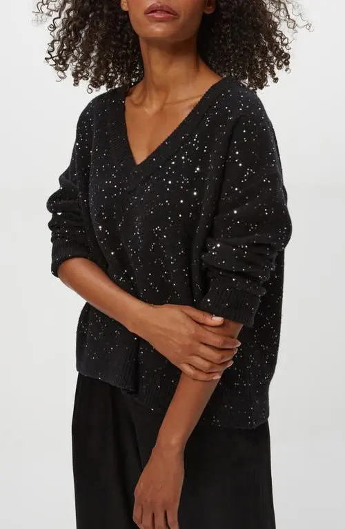 Michael Stars Sequin Embellished V-neck Sweater