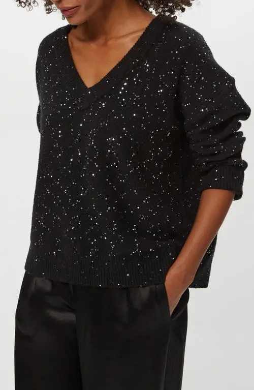 Michael Stars Sequin Embellished V-neck Sweater