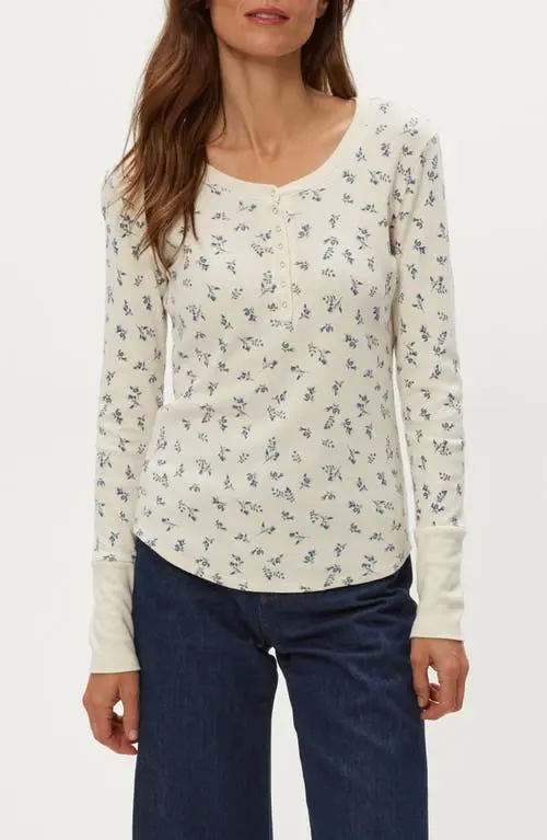 Michael Stars Floral Waffle Knit Henley - Chalk