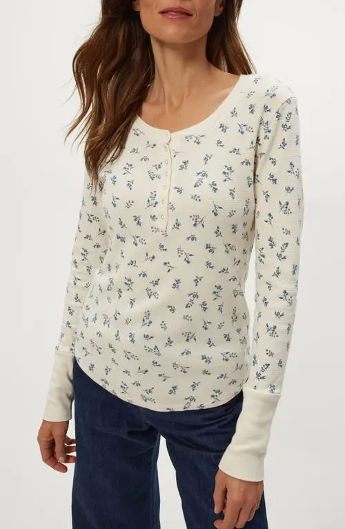 Michael Stars Floral Waffle Knit Henley - Chalk