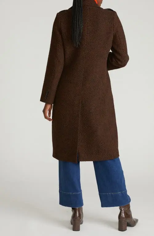 Universal Standard Callaghan Double Breasted Wool Blend Coat - Herringbone