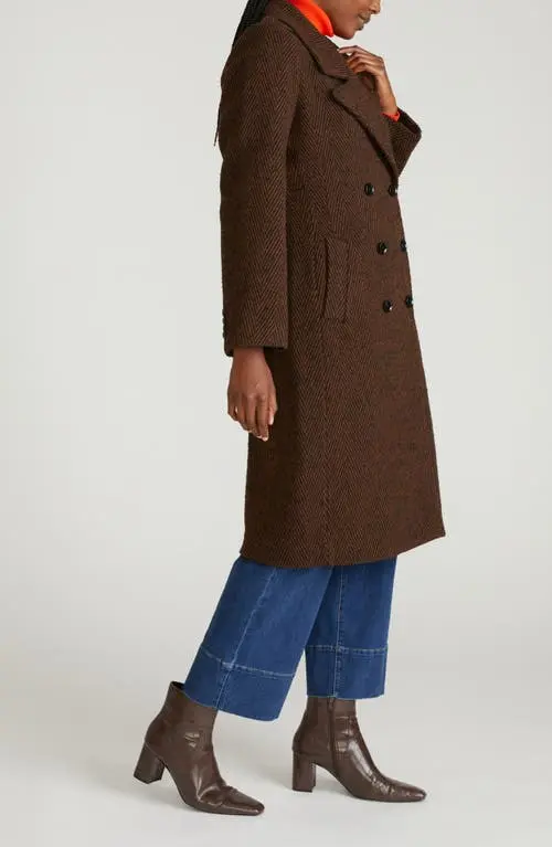 Universal Standard Callaghan Double Breasted Wool Blend Coat - Herringbone