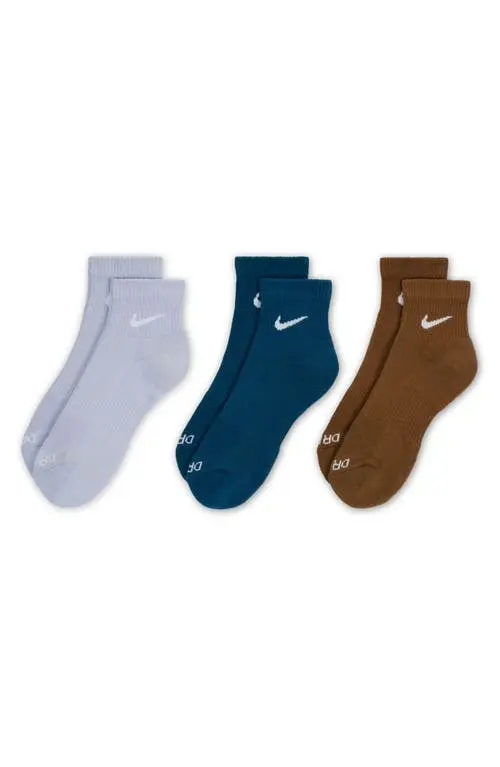 Nike Dri-fit Everyday Plus 3-pack Cushioned Training Ankle Socks - Blue Multi