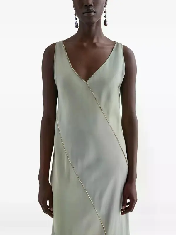 JIL SANDER Crystal Embellished V-neck Dress