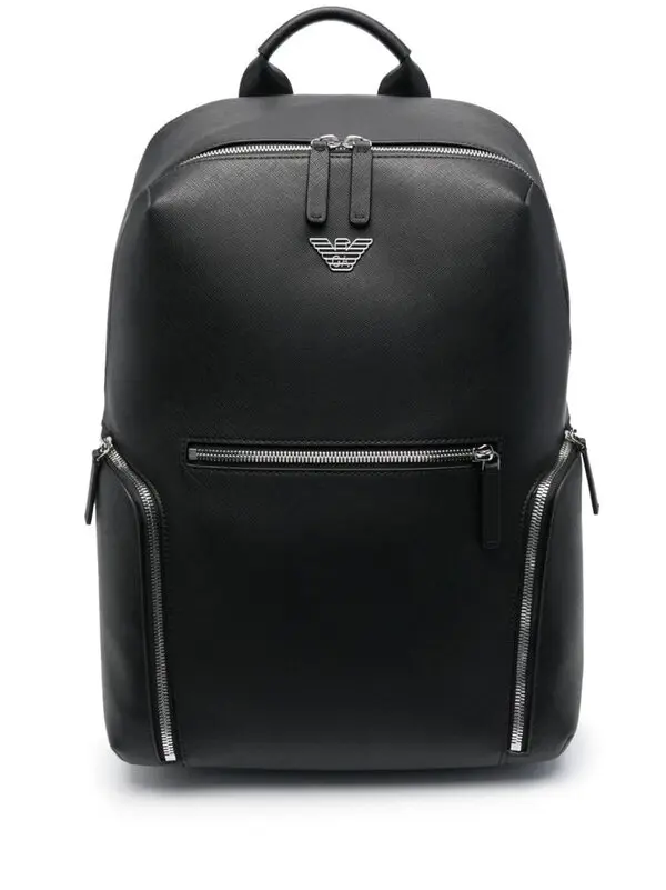 Emporio Armani Logo-embossed Zip-fastening Backpack - Black