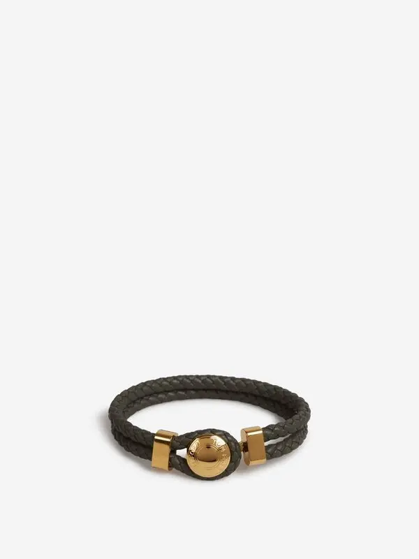 TOM FORD Braided Leather Bracelet - Jungle Green