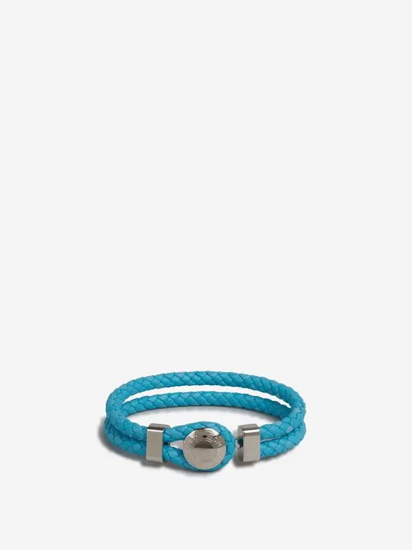 TOM FORD Braided Leather Bracelet - Turquoise Blue