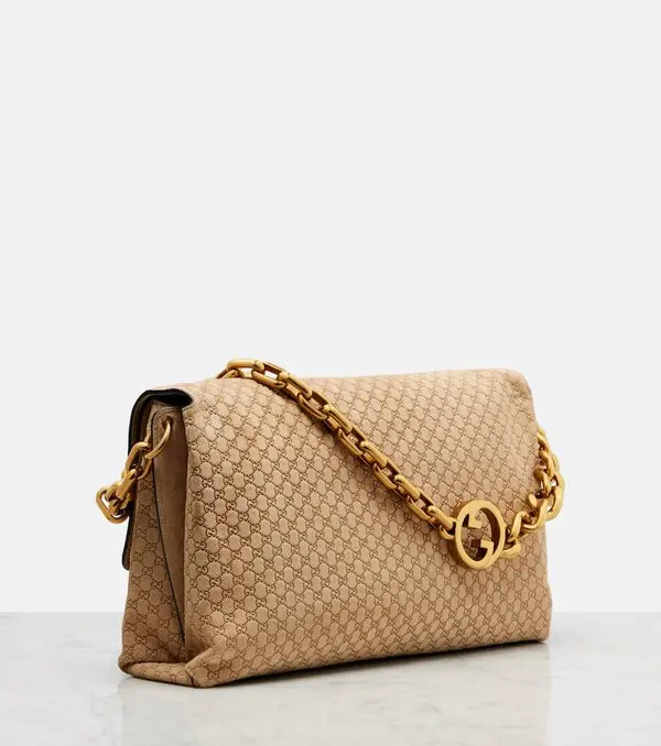 Gucci Interlocking G Large Suede Shoulder Bag