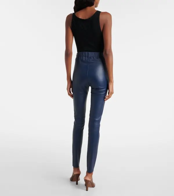 JOSEPH Leather Leggings - Blue