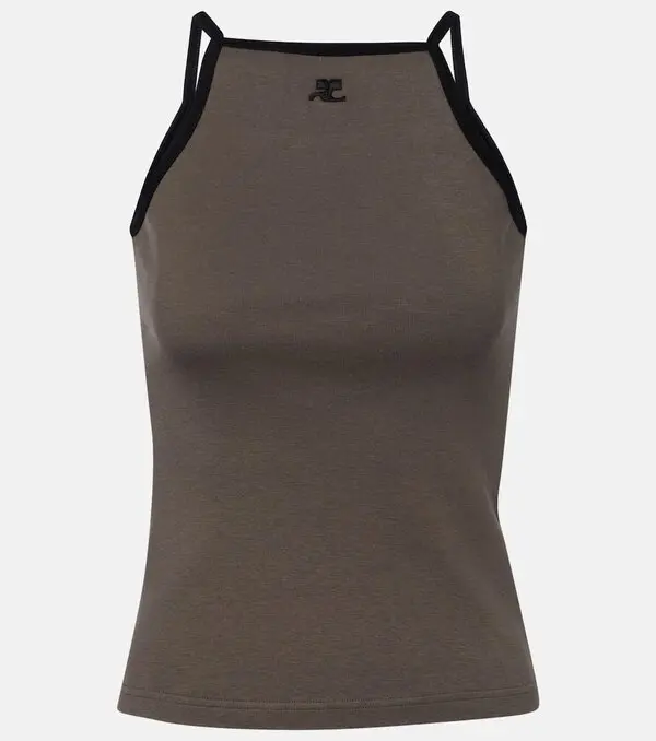 COURREGES Courrèges Logo Cotton Tank Top - Grey