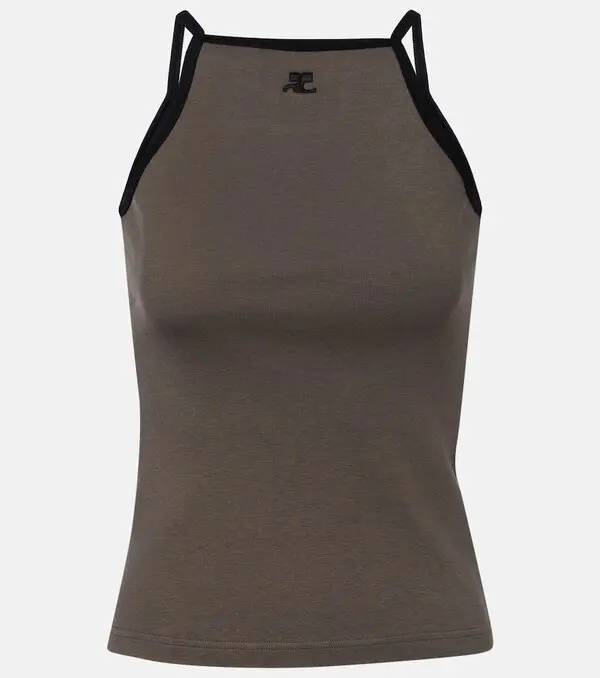 COURREGES Courrèges Logo Cotton Tank Top - Grey