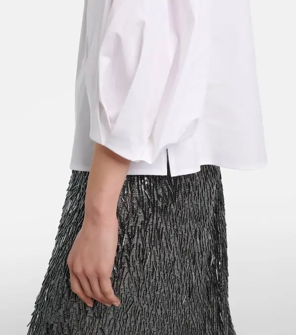 Carolina Herrera Floral Appliqué Cotton-blend Blouse - White