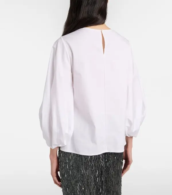 Carolina Herrera Floral Appliqué Cotton-blend Blouse - White
